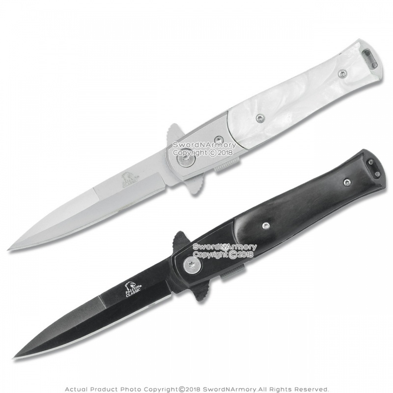 7.25" Stiletto Spring Assisted Folding Knife W/Belt Clip