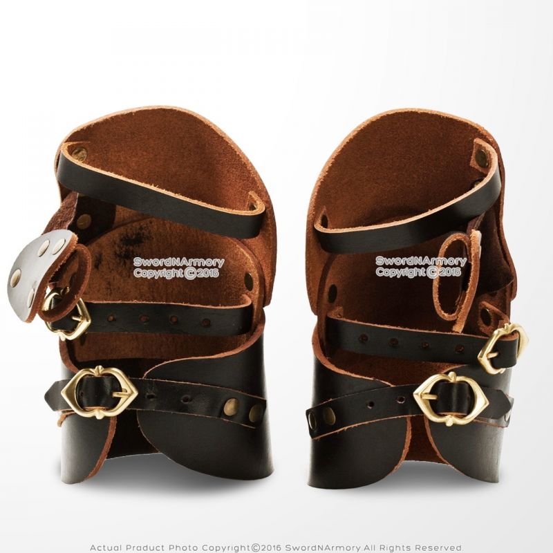 Medieval Leather Gauntlets Large Black Pair Wrist/Thumb Guard For ...