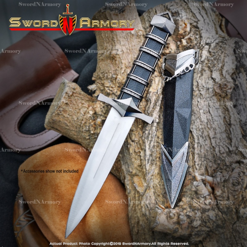 11.5" Dark Assassin Medieval Dagger Short Sword Blade With Sheath Larp ...