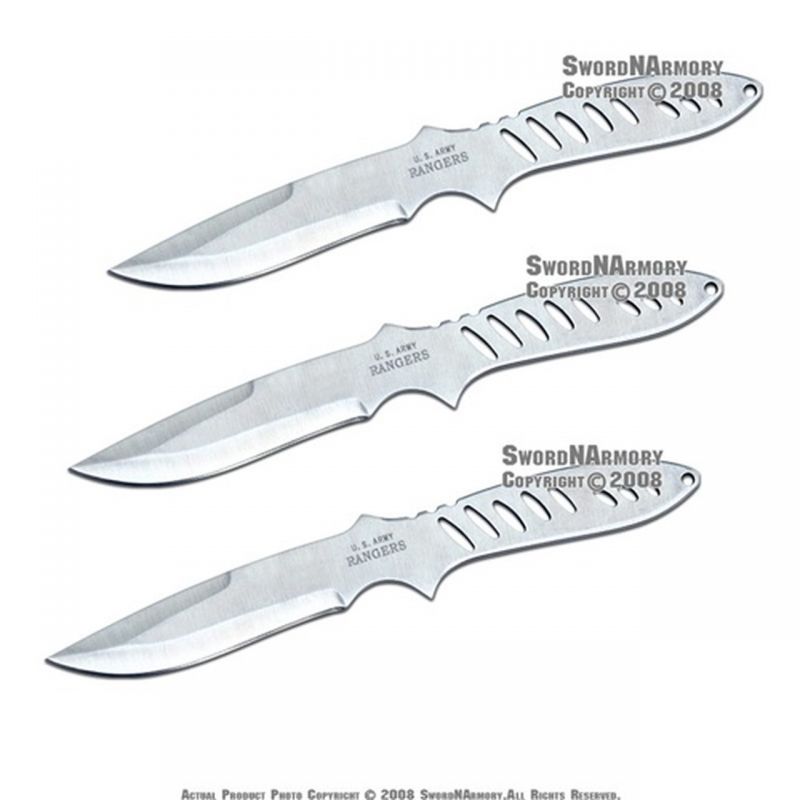 Set Of 3 6.5" Us Army Ranger Throwing Knife With Sheath