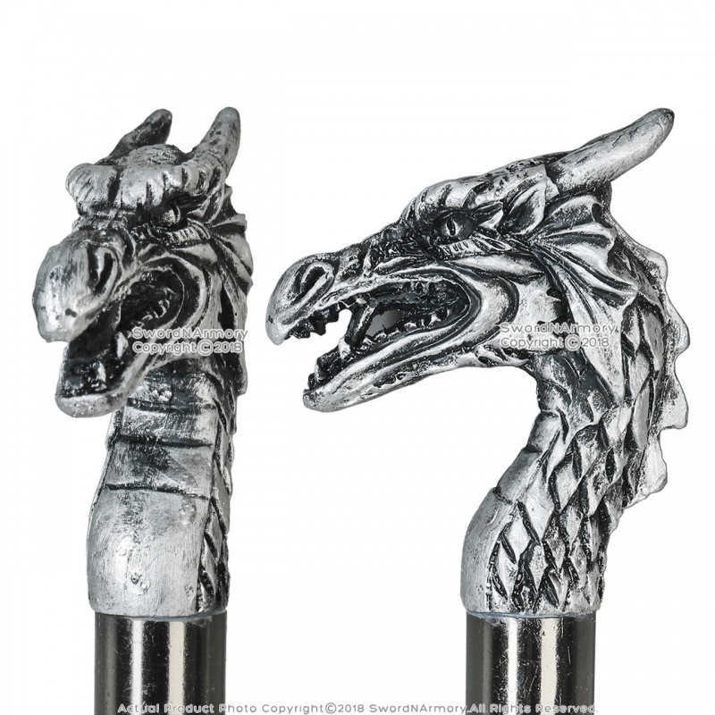 34.5" Guardian Dragon Gentleman's Walking Stick W/ Metal Cane A/Large ...