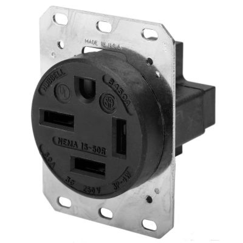 Buy Hubbell HBL8450A AC Receptacle NEMA 15-50 Female Black 250 Volt 50 ...