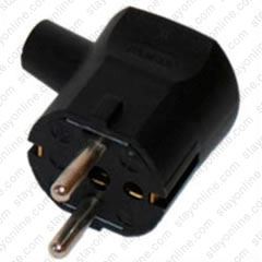 Ac Male Power Plug Cont. Europe Cee7/7 16 Amp 250 Volt Black Down Angle ...