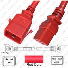 Iec320 C20 Male Plug To C19 Connector P-Lock 2.5 Meters / 8 Feet 20A ...