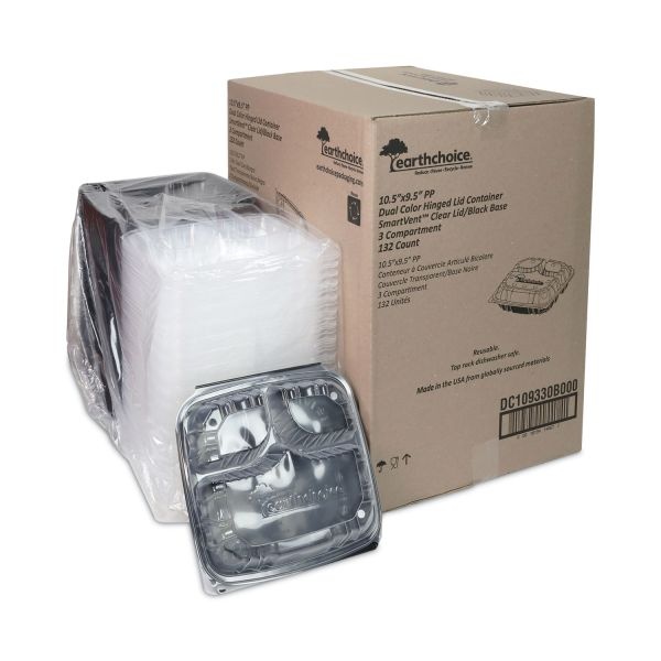Pactiv Evergreen Earthchoice Vented Dual Color Microwavable Hinged Lid
