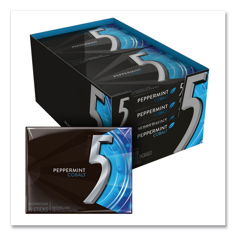 Buy Wrigley's 5 Gum, Peppermint Cobalt, 15 Sticks/Pack, 10 Packs/Box Online