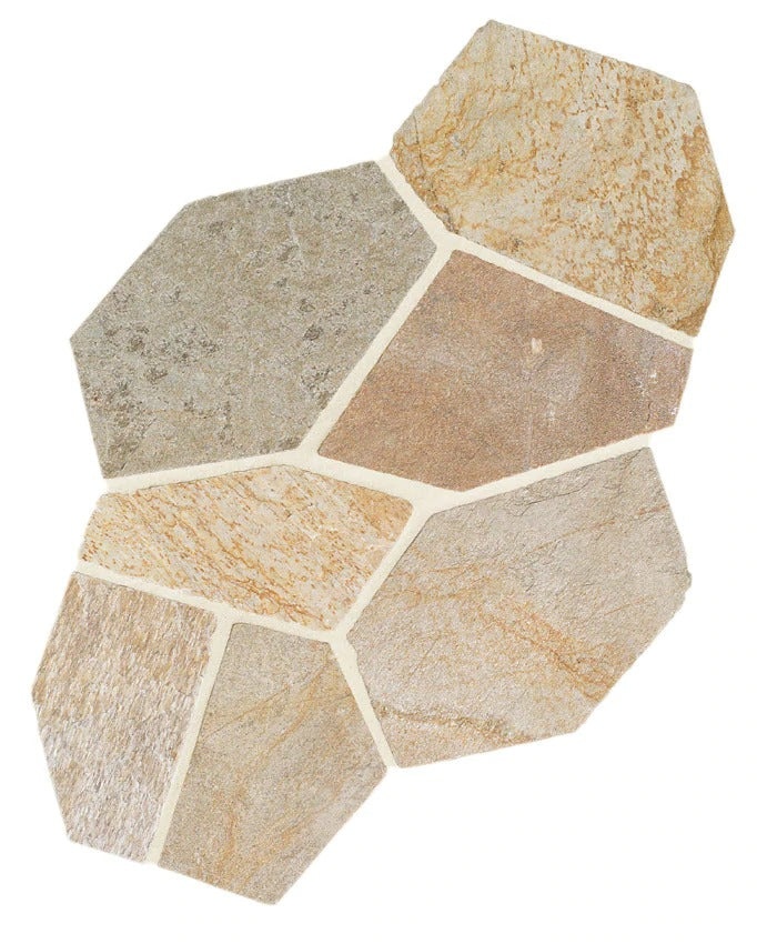Golden Sun Slate Flagmat - Natural Cleft Face, Gauged Back - Random Sizes
