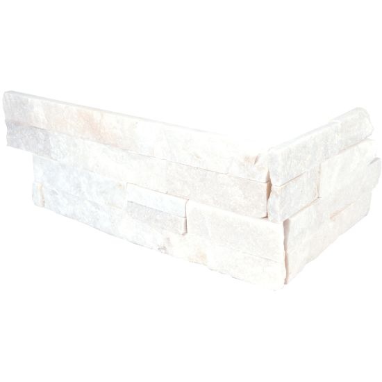 Glacier White Slate Ledgestone Corner - Split Face - 6" X 24"