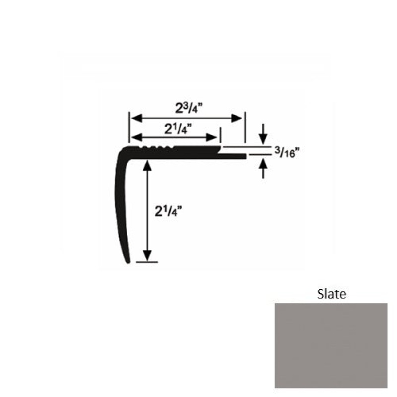 Solid M07 Slate Rubber Modified Underlap Stair Nosing (Sq) - 2 3/4" X 9 ...