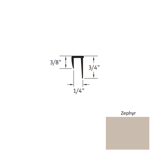 Johnsonite Zephyr Vinyl Moulding / Trim - 1/4" X 12 Ft (144") Square ...