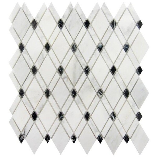 Buy Oriental White Marble Mosaic - Lattice With Black & Thassos White ...