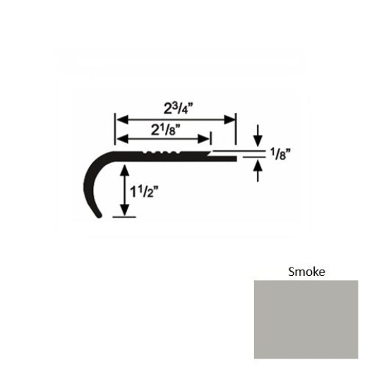 Solid 10 Smoke Rubber Underlap Stair Nosing (Rd) - 2 3/4" X 9 Ft (108")