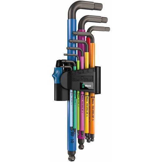 Wera Hex-Plus Color Coded Long Shaft Metric L-Key Wrench Set (9-Piece)