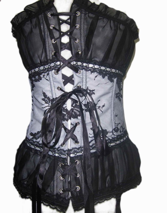 White-Black Lace Overlay Corset # As Shown m