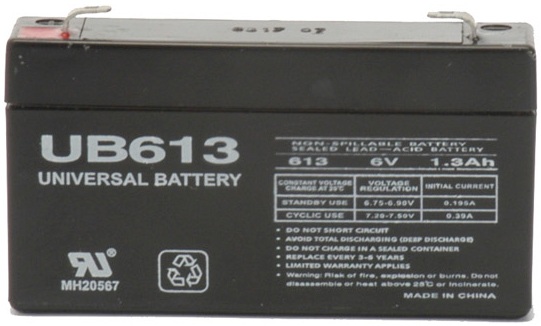 UPG Sealed Lead Acid AGM: UB613, 1.3 AH, 6V