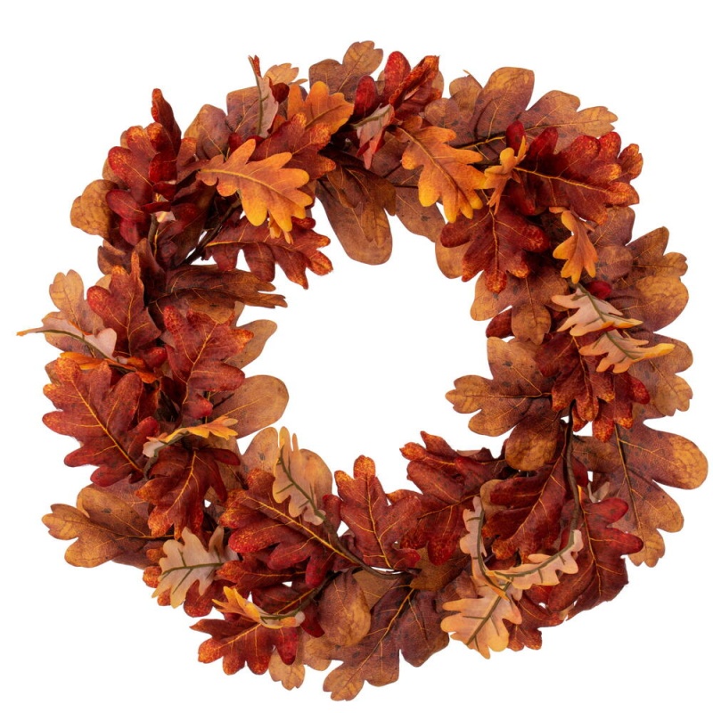 Buy 26" Orange Oak Leaf Wreath Online for a Cozy Autumn Decor