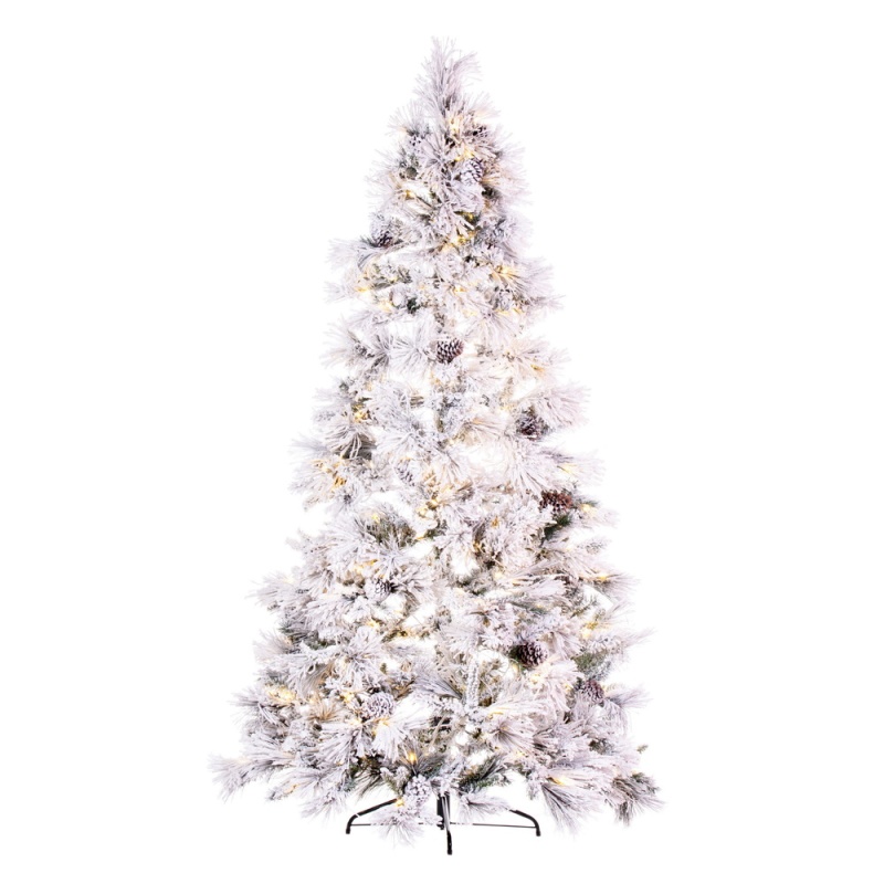Vickerman 7.5' Flocked Atka Slim Half Artificial Christmas Tree with ...