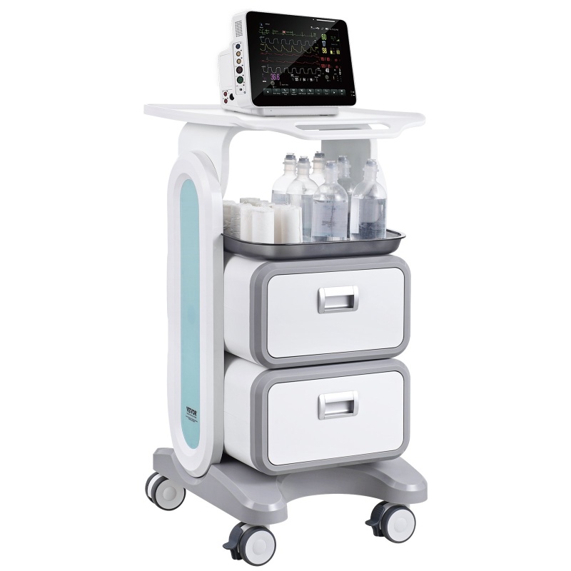 Vevor 3 Tier Lab Cart with Drawers - Mobile Medical Trolley for Clinics ...