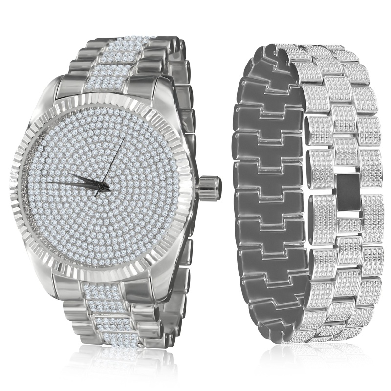 Buy Ultra Bling Watch Set Online - Rhodium Watch and Bracelet with ...